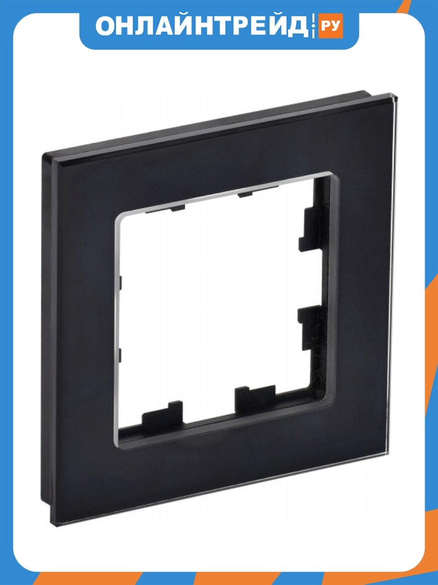 Рамка Iek 1-м BRITE РУ-1-2-БрЧ стекло, черный, BR-M12-G-K02