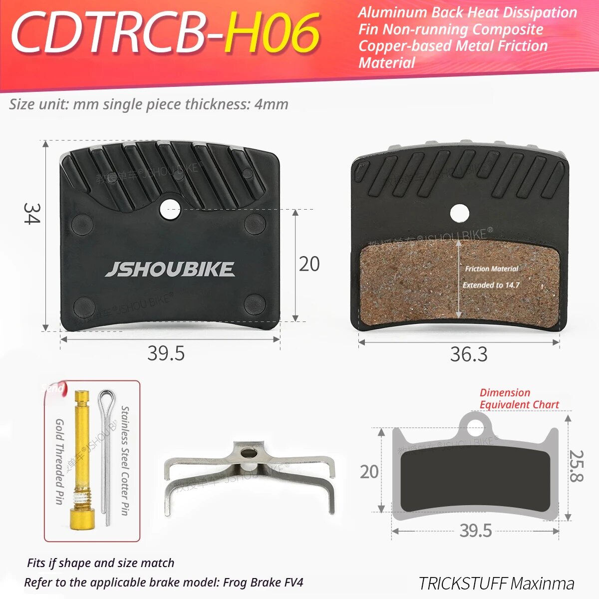 Тормозные колодки JSHOUBIKE H06 для HOPE Tech Stealth Evo V4 Черный, CDT H06 2PAIRS