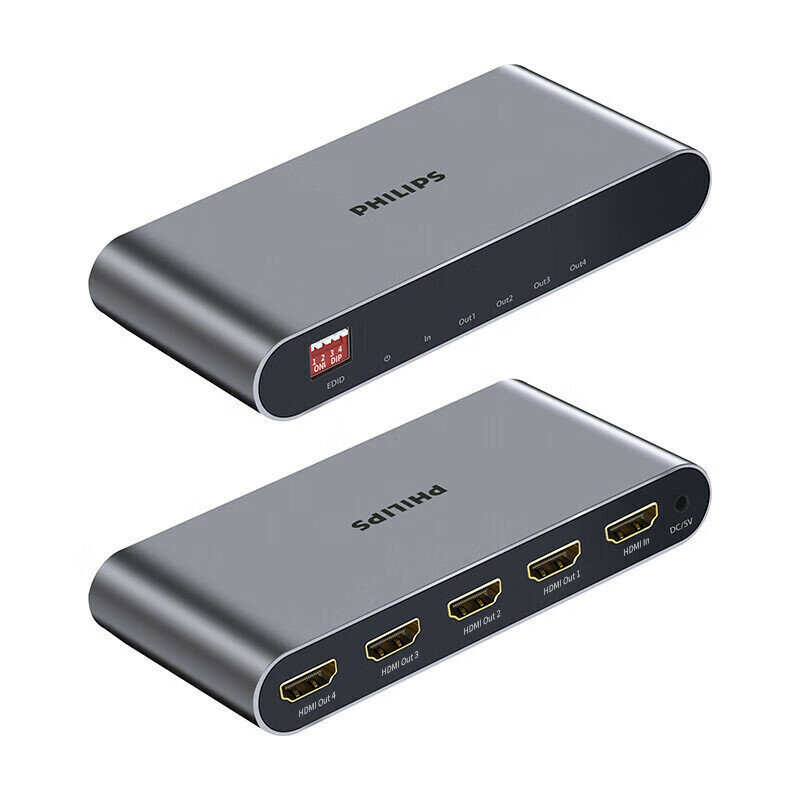PHILIPS HDMI-разветвитель 1 вход 4 выхода 4K60Hz для ноутбуков ТВ-боксов мониторов проекторов Модель：HDMI-разветвитель