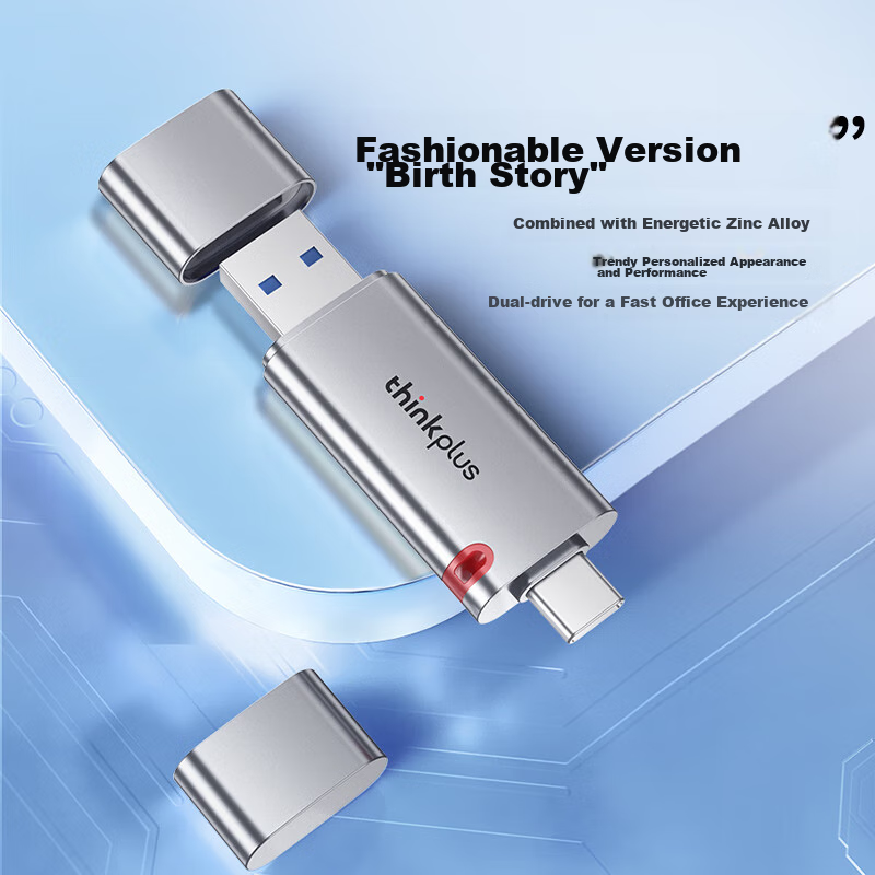 ThinkPlus Lenovo TSU305 1TB SSD USB-флешка с двойным интерфейсом USB3.2 и Type-C скоростью 1000 МБ/с совместимость с