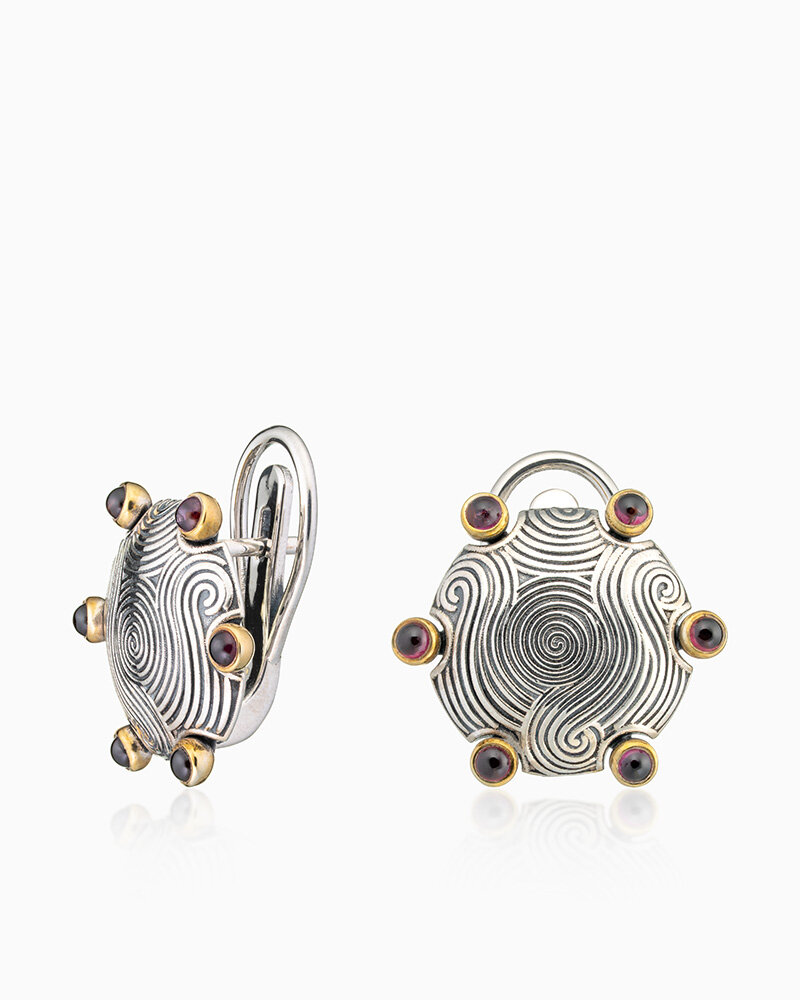 Серьги, серебро, 925 проба, гранат