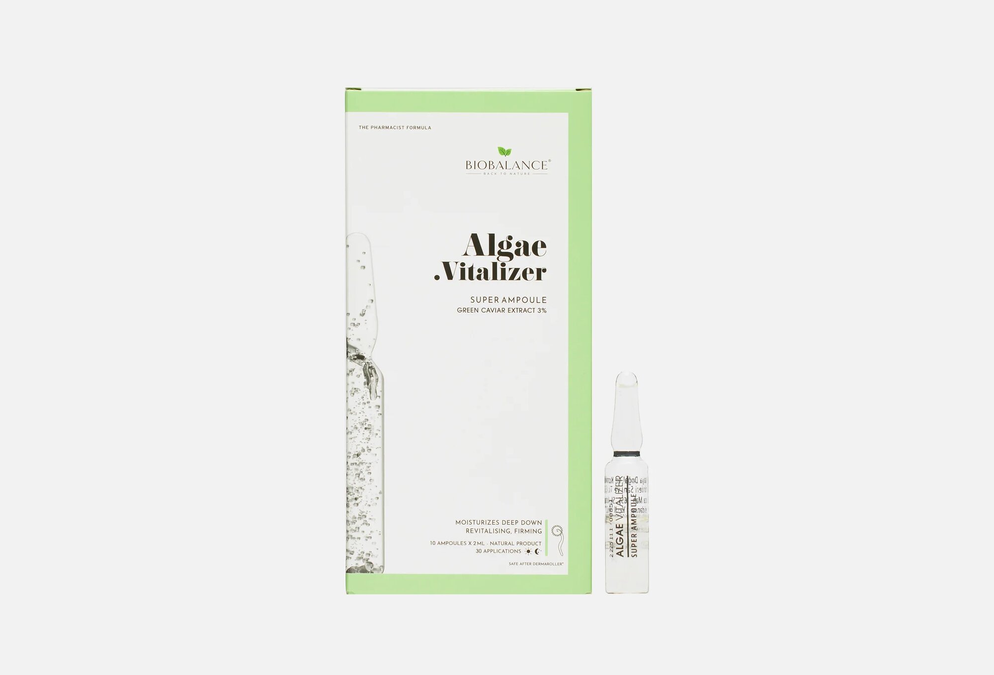 BIOBALANCE ALGAE VITALITY GREEN CAVIAR EXTRACT 3% Увлажняющие ампулы для лица 10шт