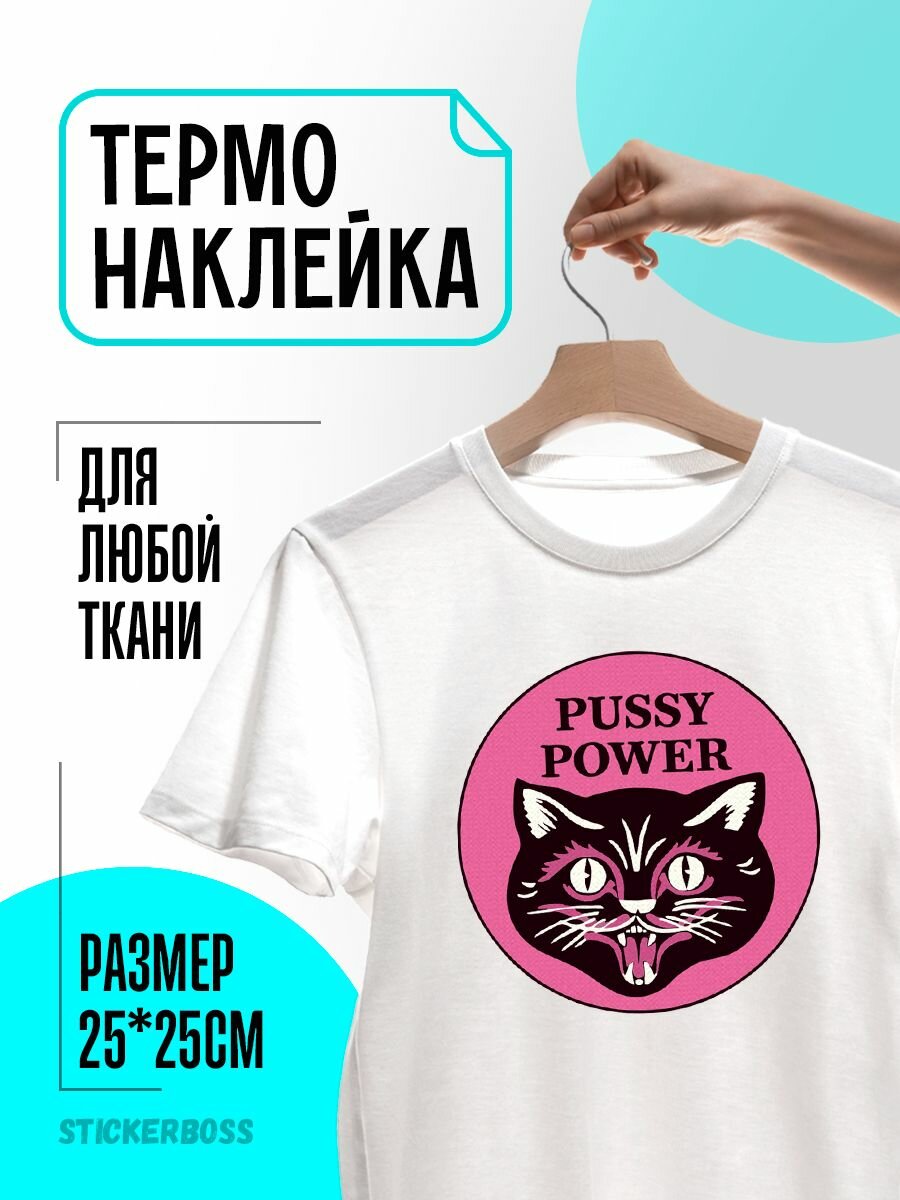 Термонаклейка термотрансфер на одежду Pussy power