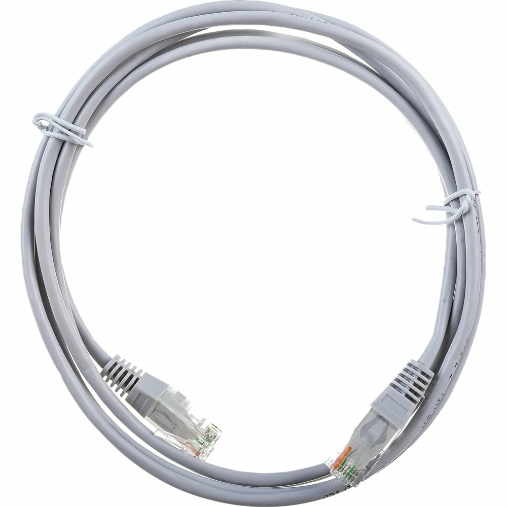 Патч-корд TWT RJ45-RJ45, 2 пары, UTP, категория 5е, 2 м, серый, 45-45-2.0-GY