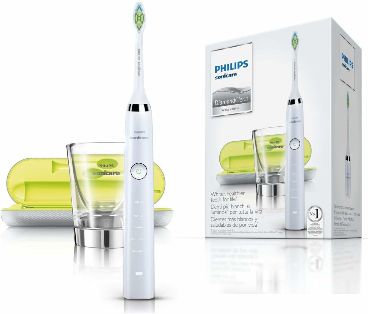 Электрическая зубная щетка Philips Sonicare Diamond Clean HX9332/04, 5 режимов, зарядный стакан, футляр-USB, белая