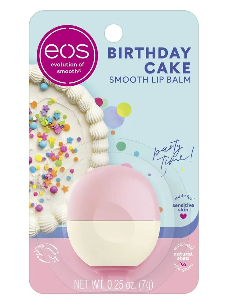 EOS Бальзам для губ Birthday Cake Lip Balm Праздничный торт, 7 г