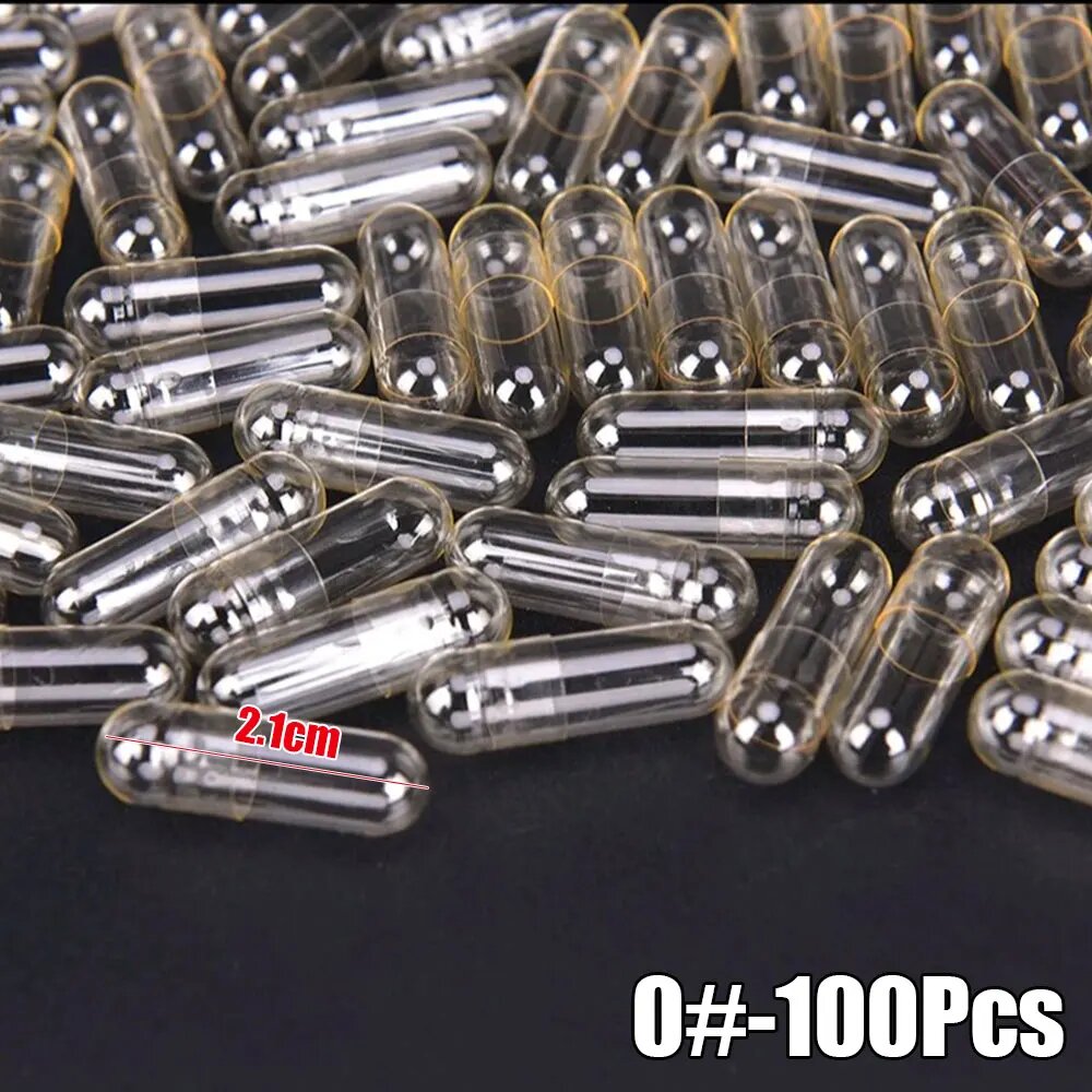 100 прозрачных желатиновых капсул