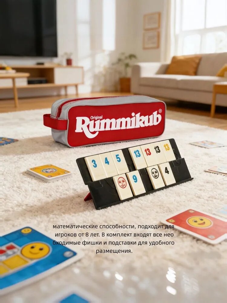 Настольная игра Стиль Жизни "Руммикуб в пенале" для детей от 7 лет и взрослых, логическая стратегия для всей семьи, для компании, компактная / дорожная / для путешествий