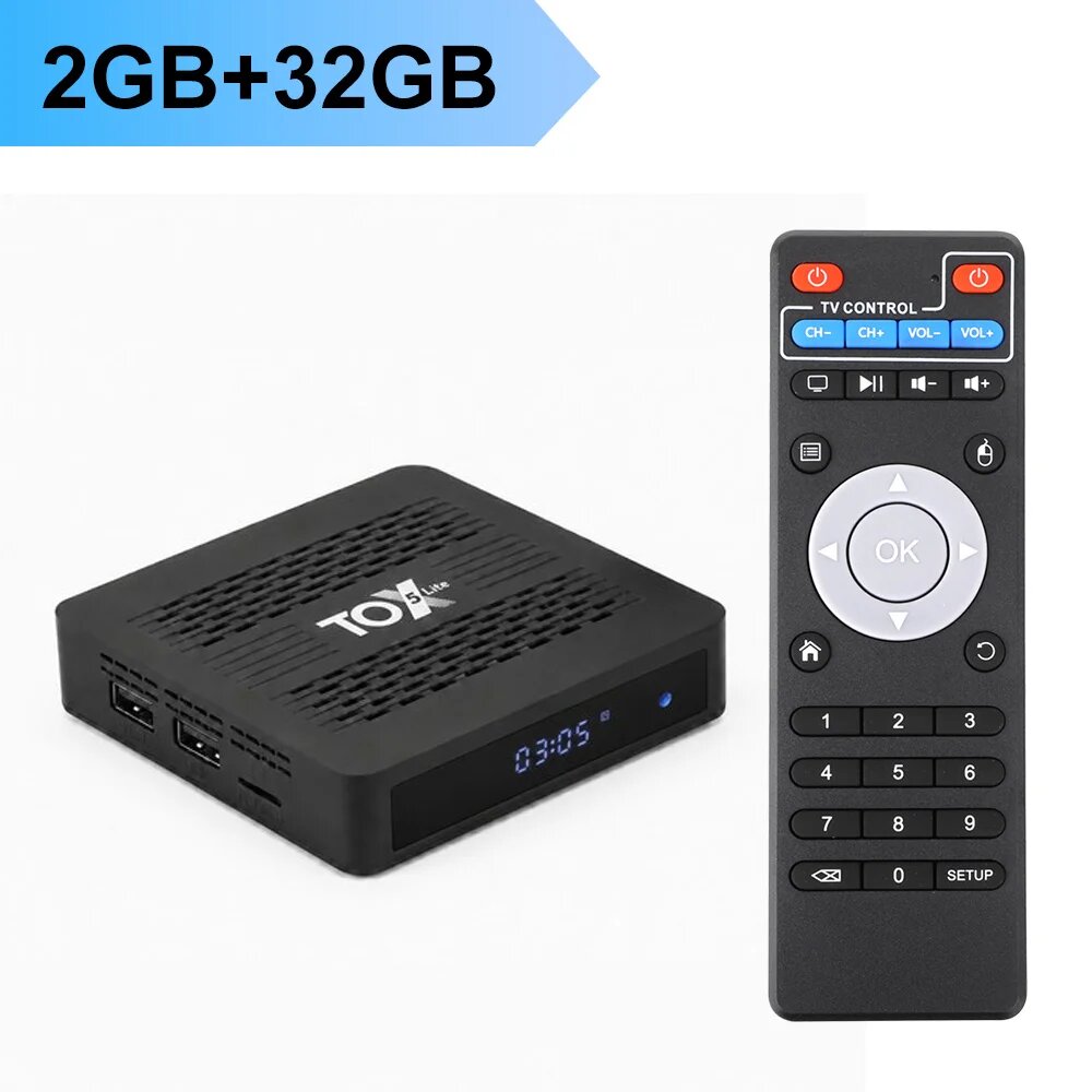 Смарт ТВ-приставка TOX5 Lite на Android 14 с процессором S905X5M, 100В-240В, вилка ЕС