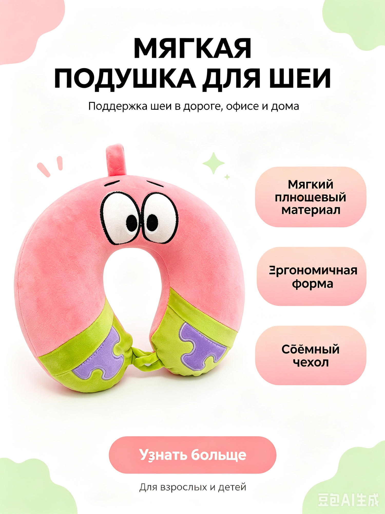 Подушка портативная для сна и шеи