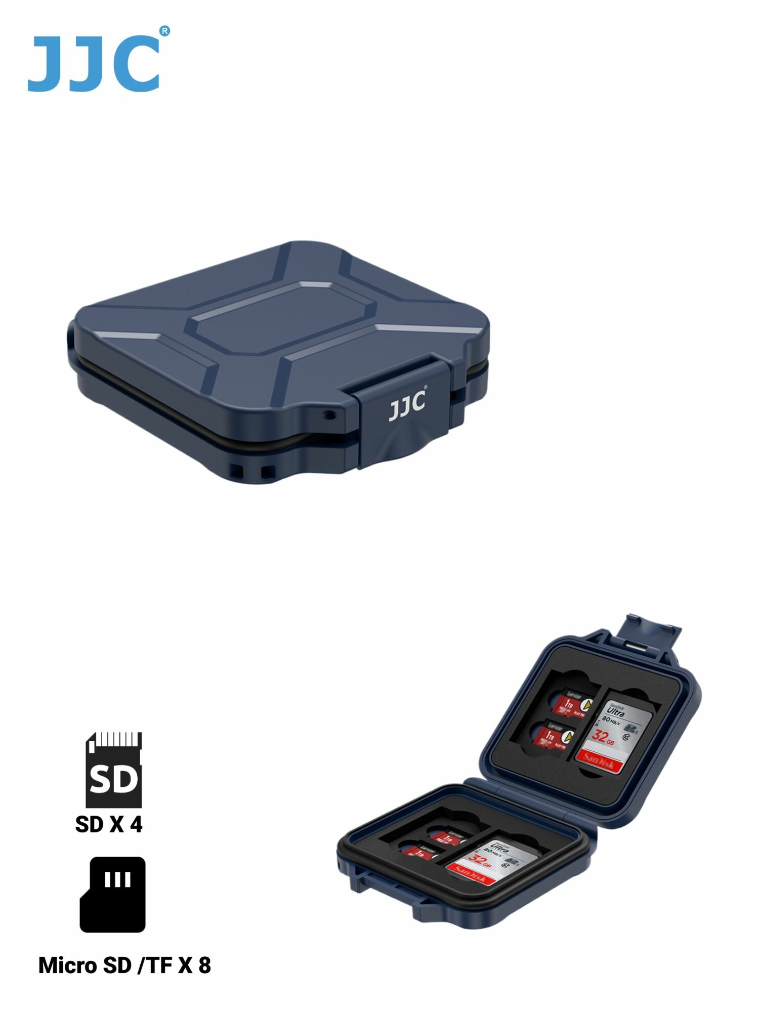 JJC Кейс-органайзер для карт памяти 12 слотов (SD + Micro SD), защитный футляр MCR-ST12 для SD и microSD на 12 карт