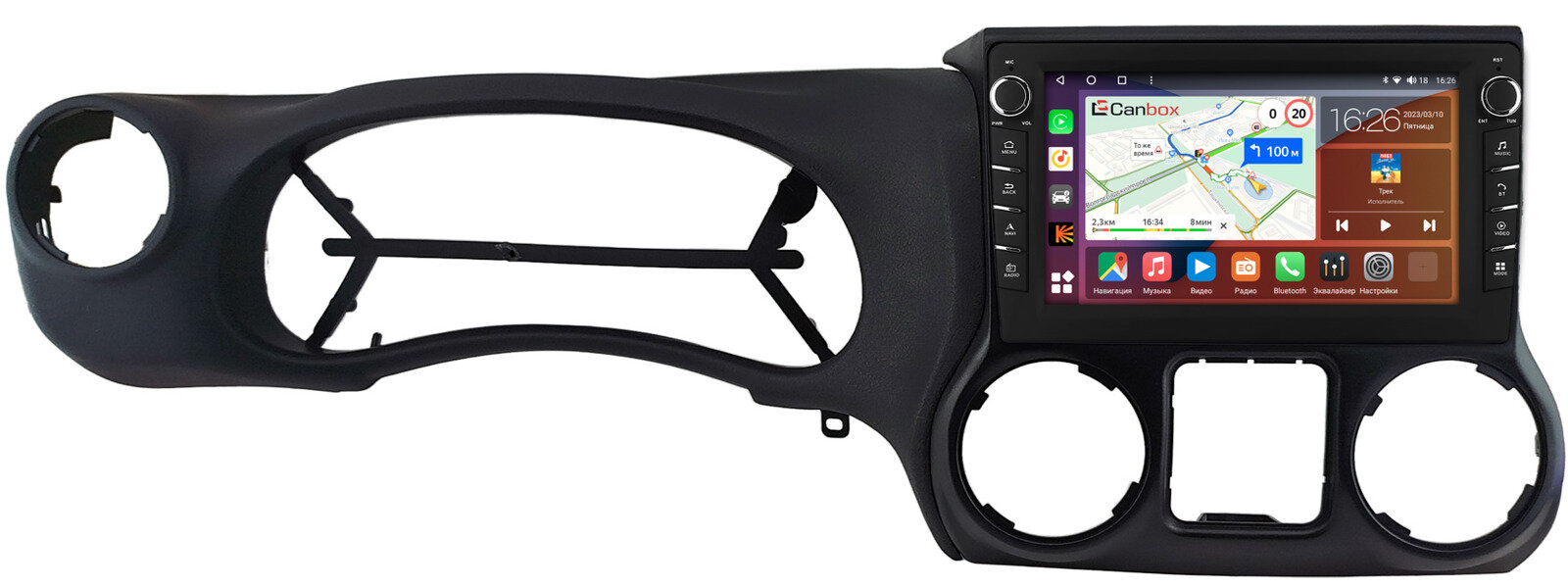 Штатная магнитола Canbox H-Line 7838-10-009 Jeep Wrangler 3 (JK) 2011-2014 Android 10 (4G-SIM, 6/128, DSP, QLed) С крутилками