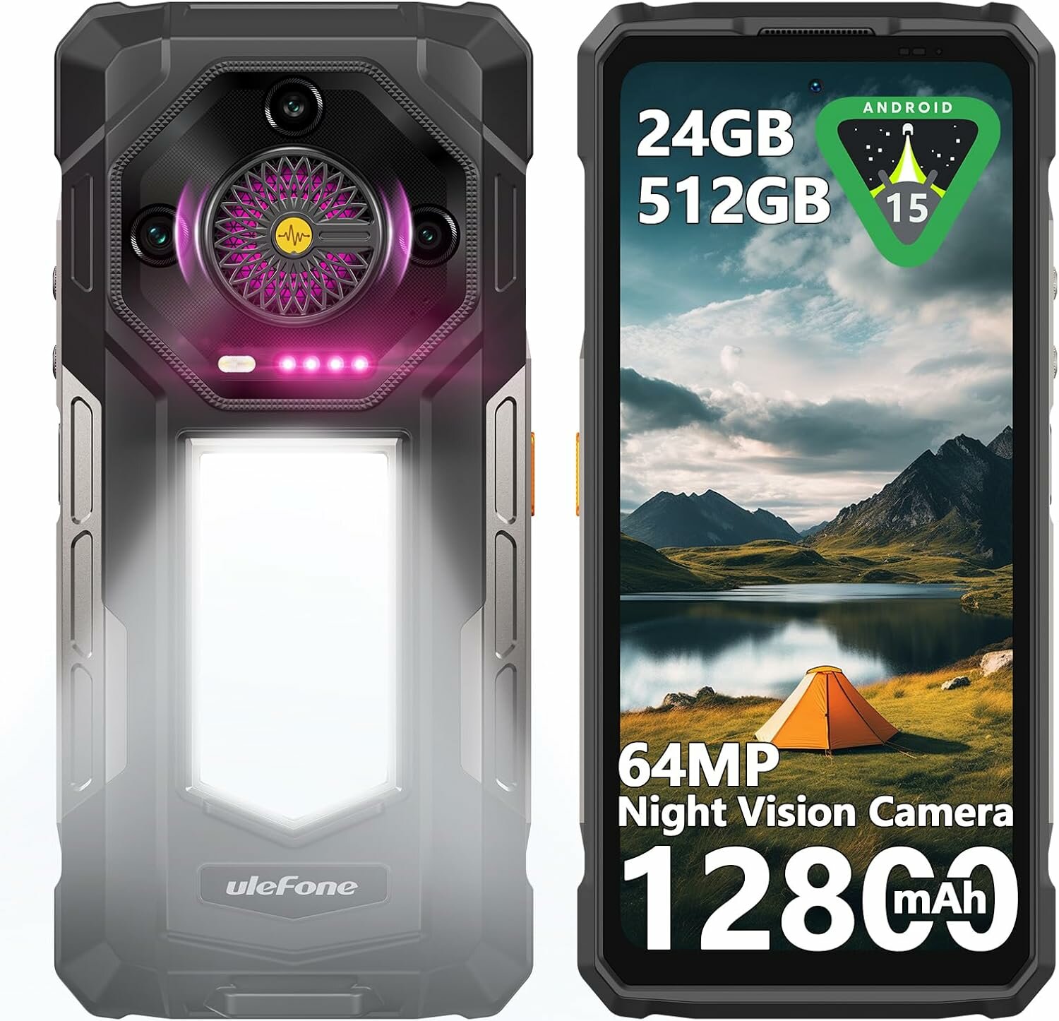Ulefone Armor 30 4G защищенный телефон, 24 (12+12) ГБ 512 ГБ, 6,95-дюймовый FHD-экран, 12800 мАч