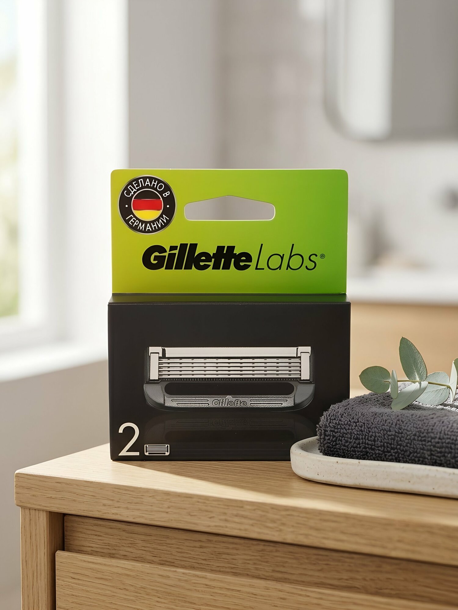 Сменные кассеты для бритв Gillette Labs для мужчин, 2 штуки. Оригинальные лезвия для комфортного и чистого бритья