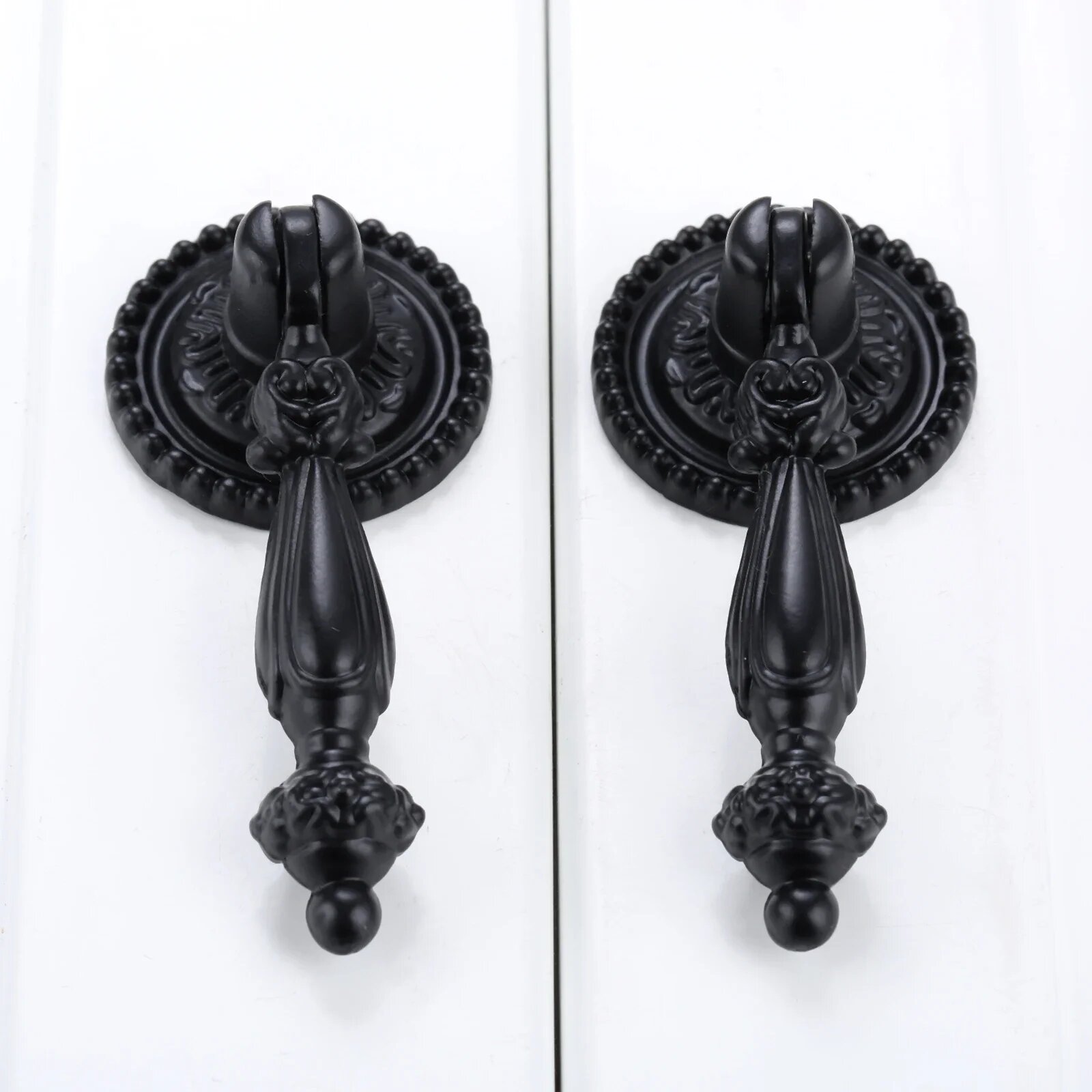 Ручки для шкафов Bowarepro, античный стиль, цинковый сплав, 2 шт. 65mm Black