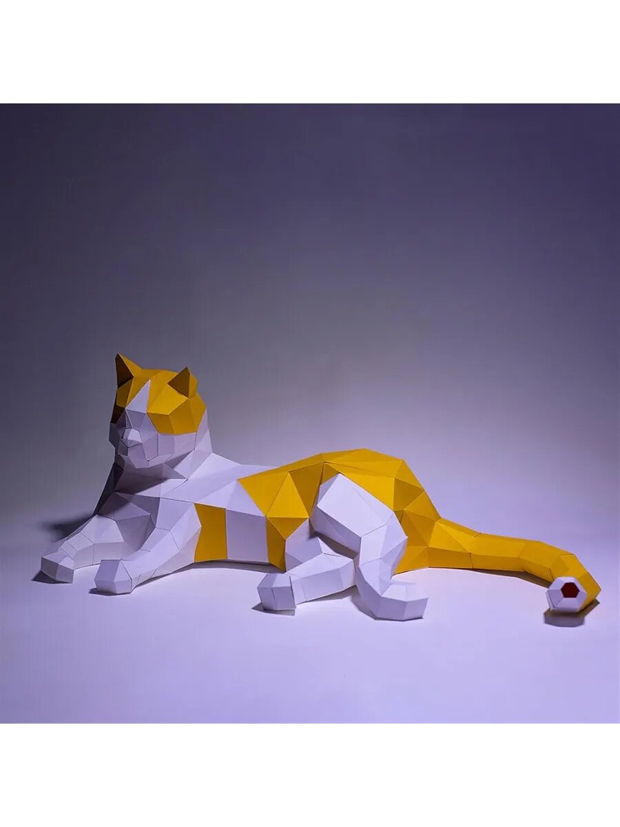 3D бумажная модель кошки, скульптура животного, декор