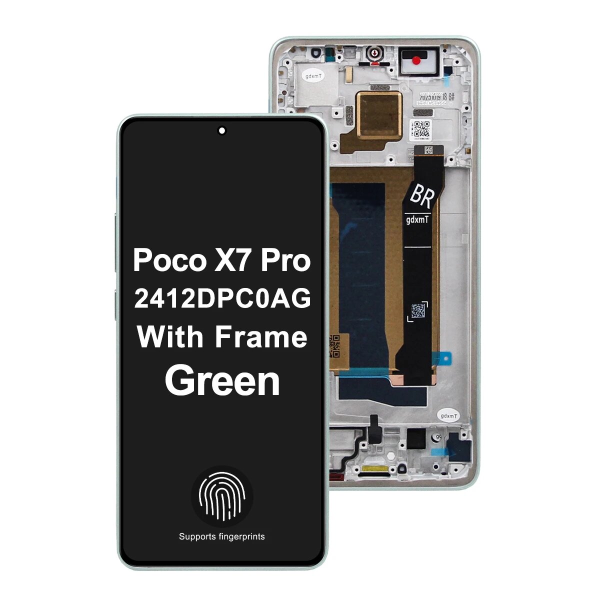 AMOLED-дисплей для Xiaomi POCO X7 Pro 2412DPC0AG, ЖК-дисплей с сенсорным экраном и Green Frame