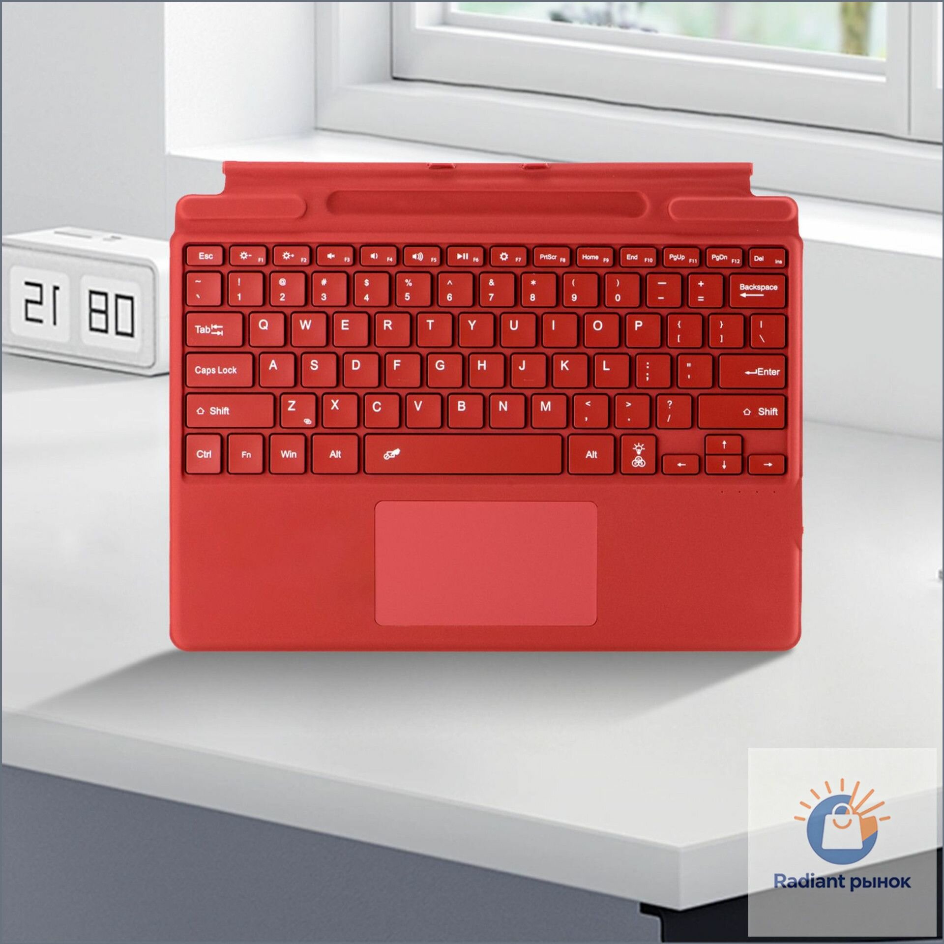 Беспроводная клавиатура Bluetooth для Microsoft Surface Pro 8/9/10/11/X с подсветкой 7 цветов и сенсорной панелью