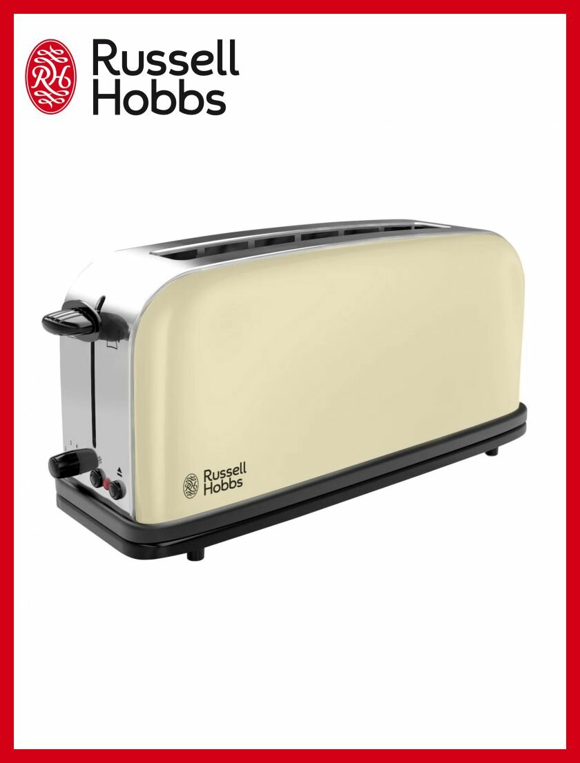 Russell Hobbs Тостер 21395-56 Colours Plus Cream Long Slot 1000 Вт тостов - 2, кремовый