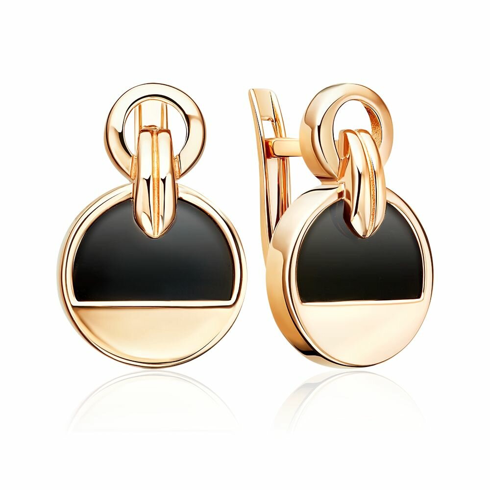 Серьги PLATINA, красное золото, 585 проба, оникс