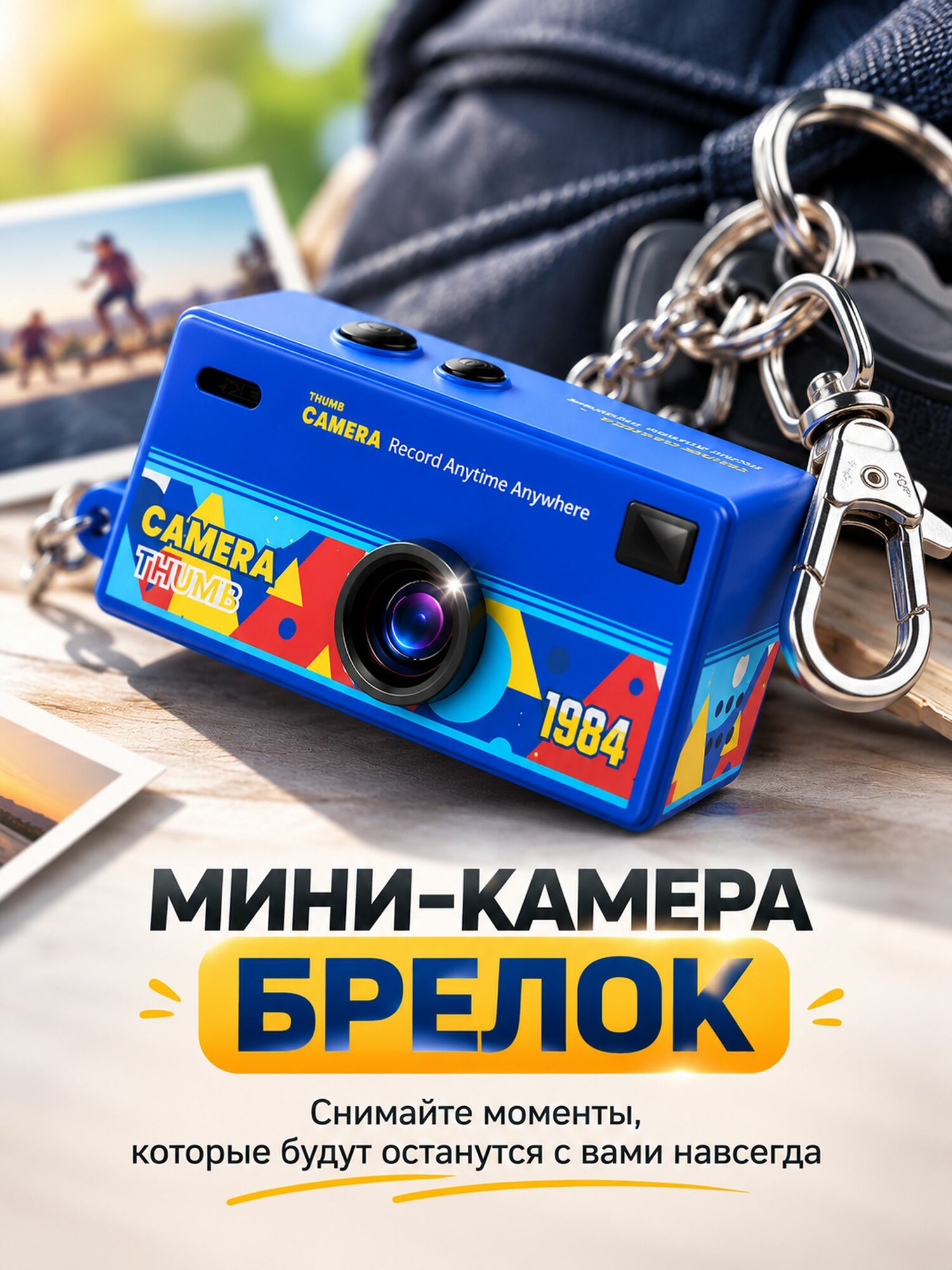 Мини камера, цифровой фотоаппарат-брелок, темно-синий