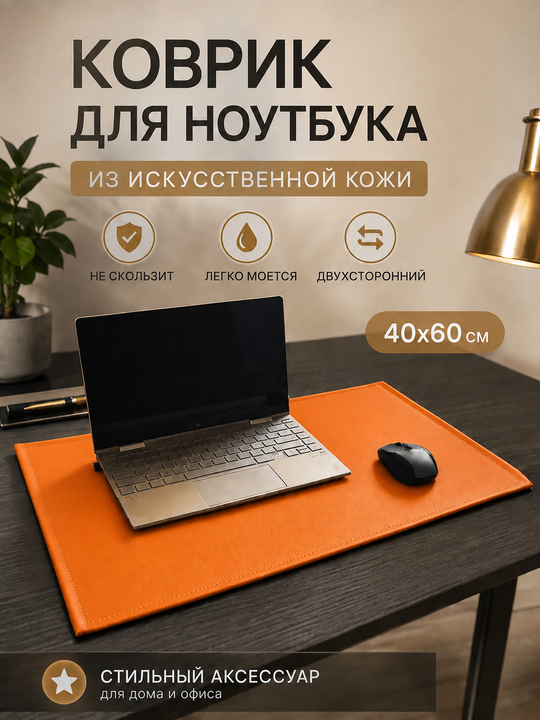 Коврик для ноутбука и мышки Драголит, 60х40см, искусственная кожа