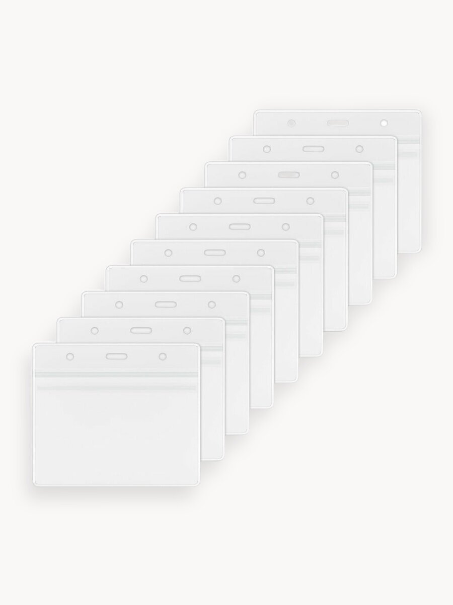 Бейдж для пропуска пластиковый горизонтальный 54x89 мм, бейджик без держателя набор 10 штук, Brauberg, 238784