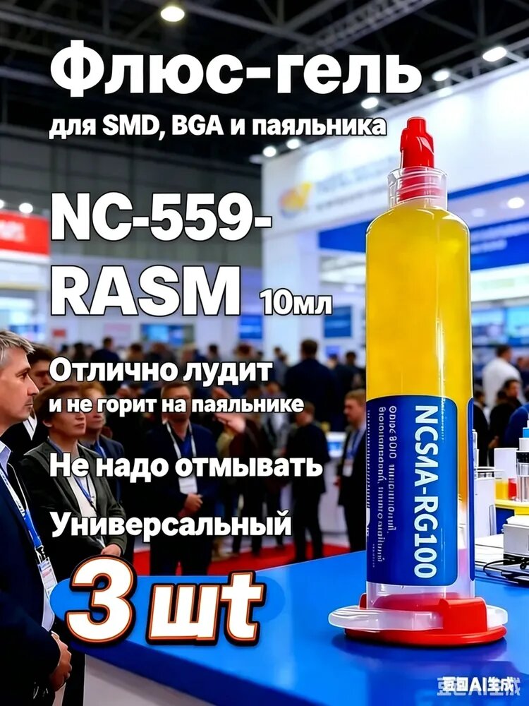 Флюс гель для лужения и пайки паяльником NC-559-ASM+1 игла