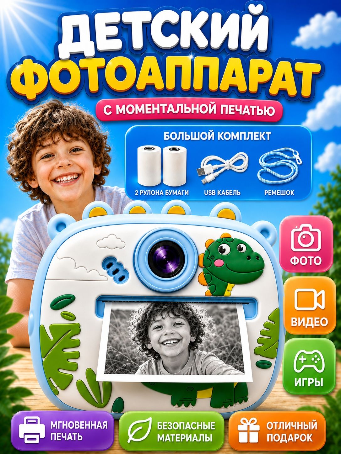 Фотоаппарат детский мгновенной печати
