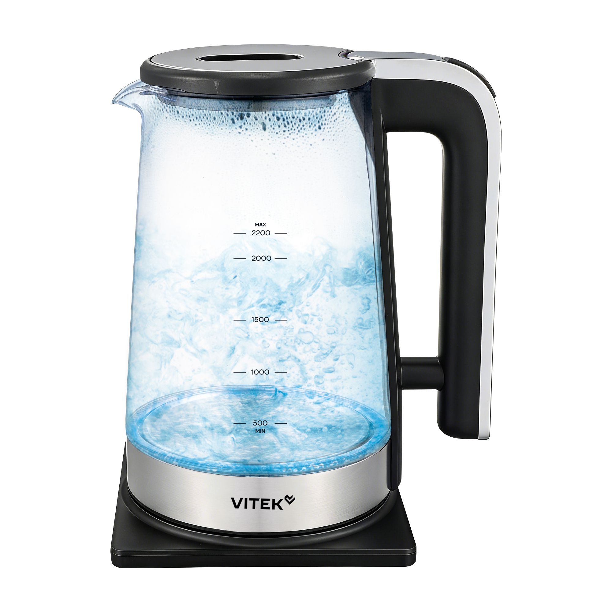 Чайник электрический Vitek VT-WK1073 2.2л. 1800Вт черный/серебристый корп: стекло