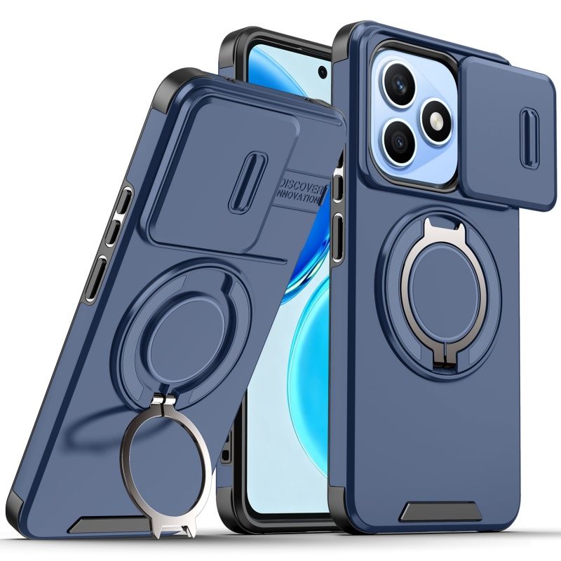 Чехол для Honor X8d / Хонор Х8d с крышкой камеры и кольцевой подставкой чехол