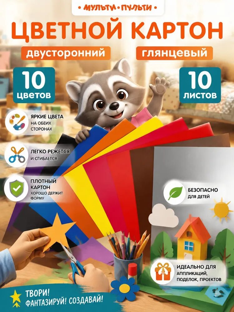 КартонДвухсторонняя A4, количество листов: 10