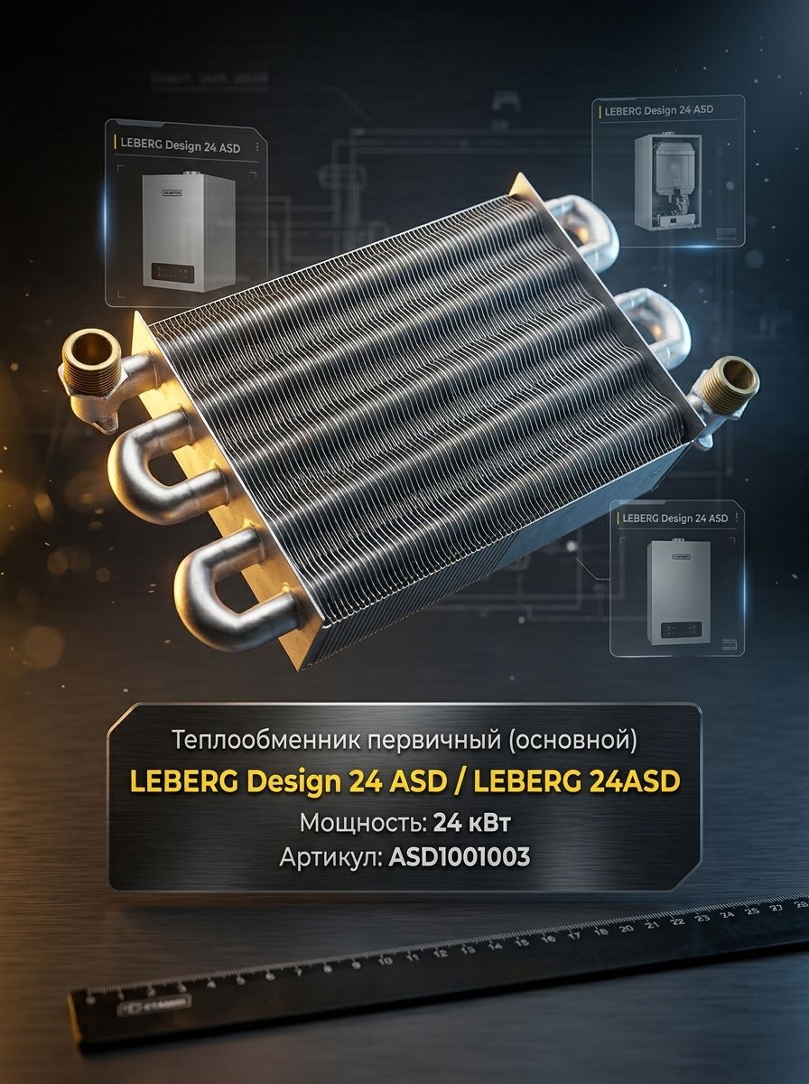 Теплообменник первичный, основной на котел LEBERG Design 24 ASD 24 кВт, (ASD1001003)