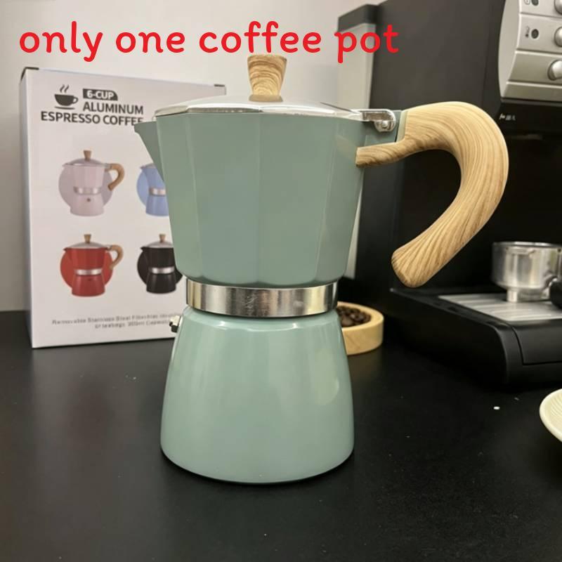 Кофейник sleek с деревянной ручкой для быстрого и легкого приготовления кофе дома голубой 150 мл