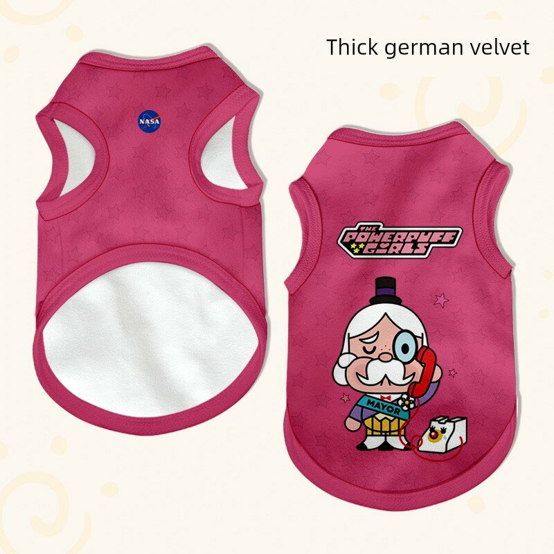 Powerpuff Girls x Crybaby x NASA Теплое флисовое жилетка для собак и кошек, против линьки, размер 6XL