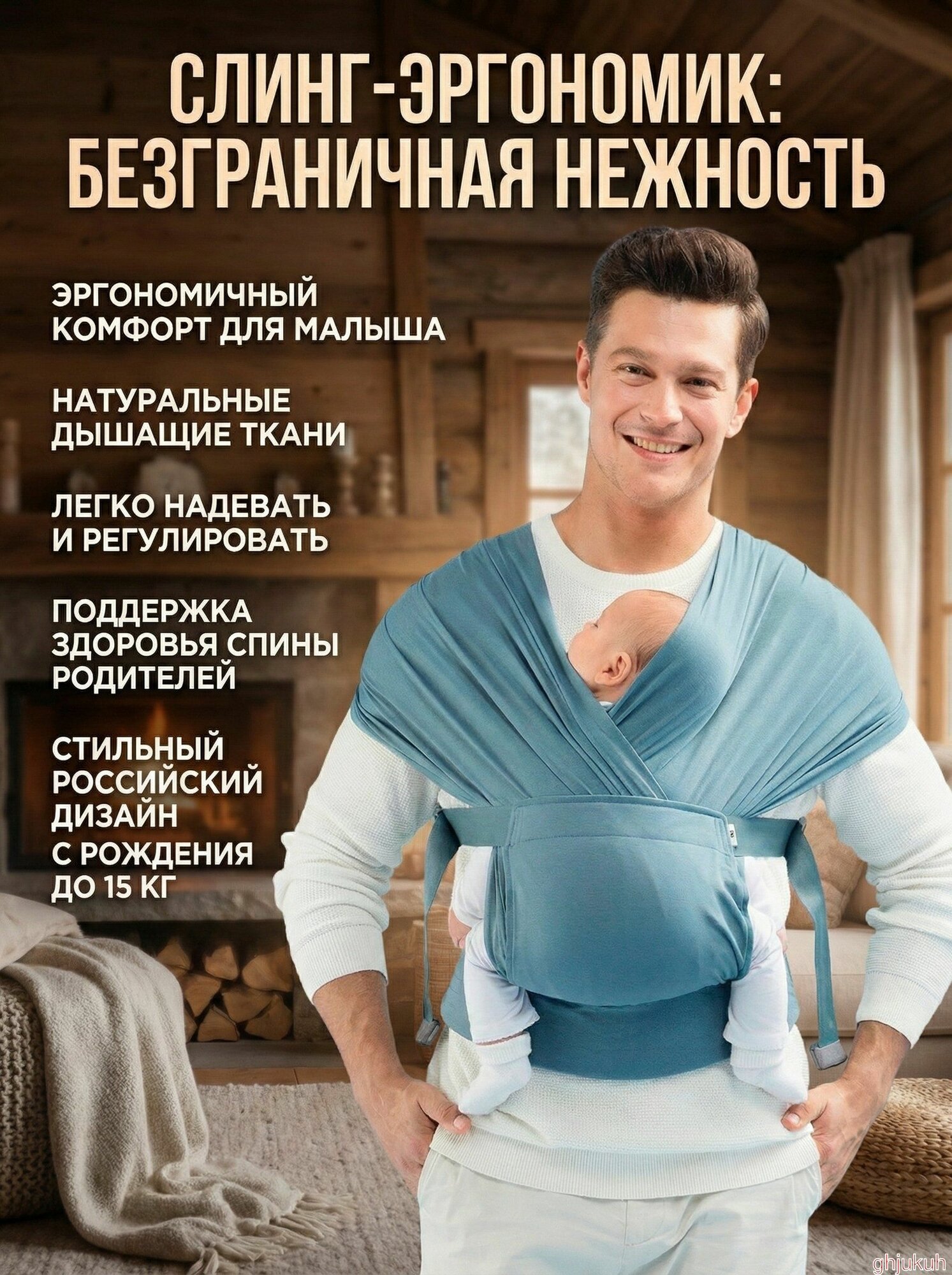 Слинг-рюкзак POGNAE Step One для новорожденных и детей до 3 лет, 3-20 кг, из хлопка и полиэстера, голубой