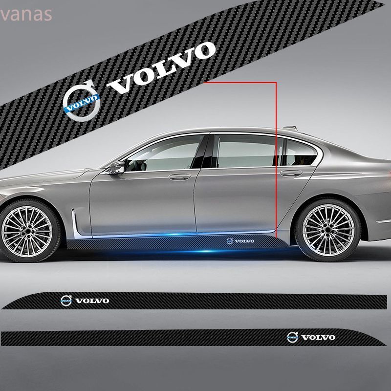 2 шт. Карбоновые наклейки на пороги для Volvo XC90 XC60 XC40 S60 / S80 / S90 V60 / V90, водоотталкивающая, быстрая установка, Устойчивость к царапинам
