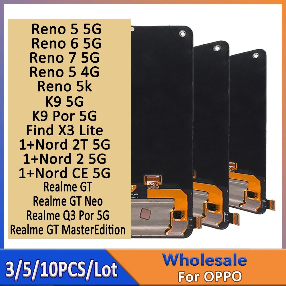 3/5/10 для OPPO Reno 5 6 7 5G 5K ЖК-дисплей K9 K9 Por 5G Экран 1 + Nord 2T 2 CE 5G 5 Incell no frame