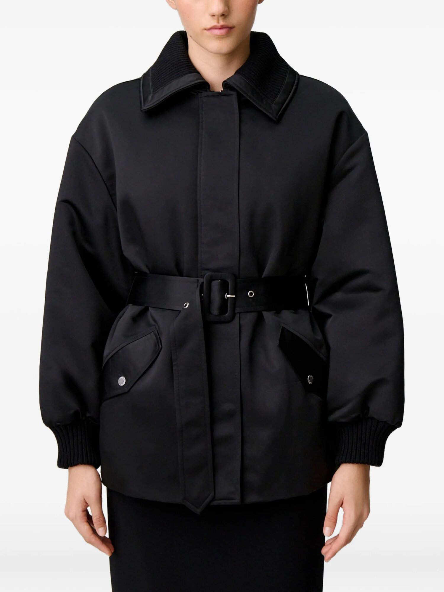 Пальто CLAUDIE PIERLOT Satin puffer coat, размер 34, черный — фото 1