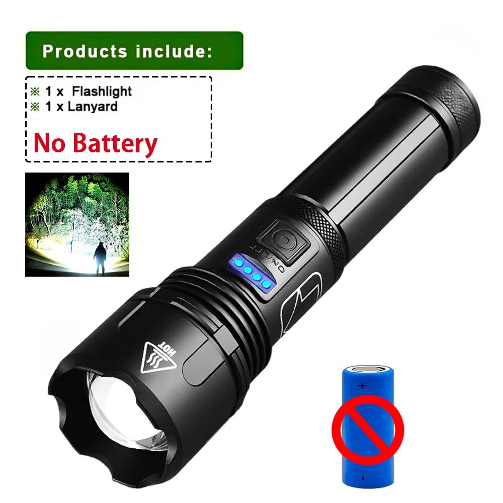 Суперяркий Металлический Светодиодный Фонарь С Зумом, Перезаряжаемый, Тактический, Водонепроницаемый
