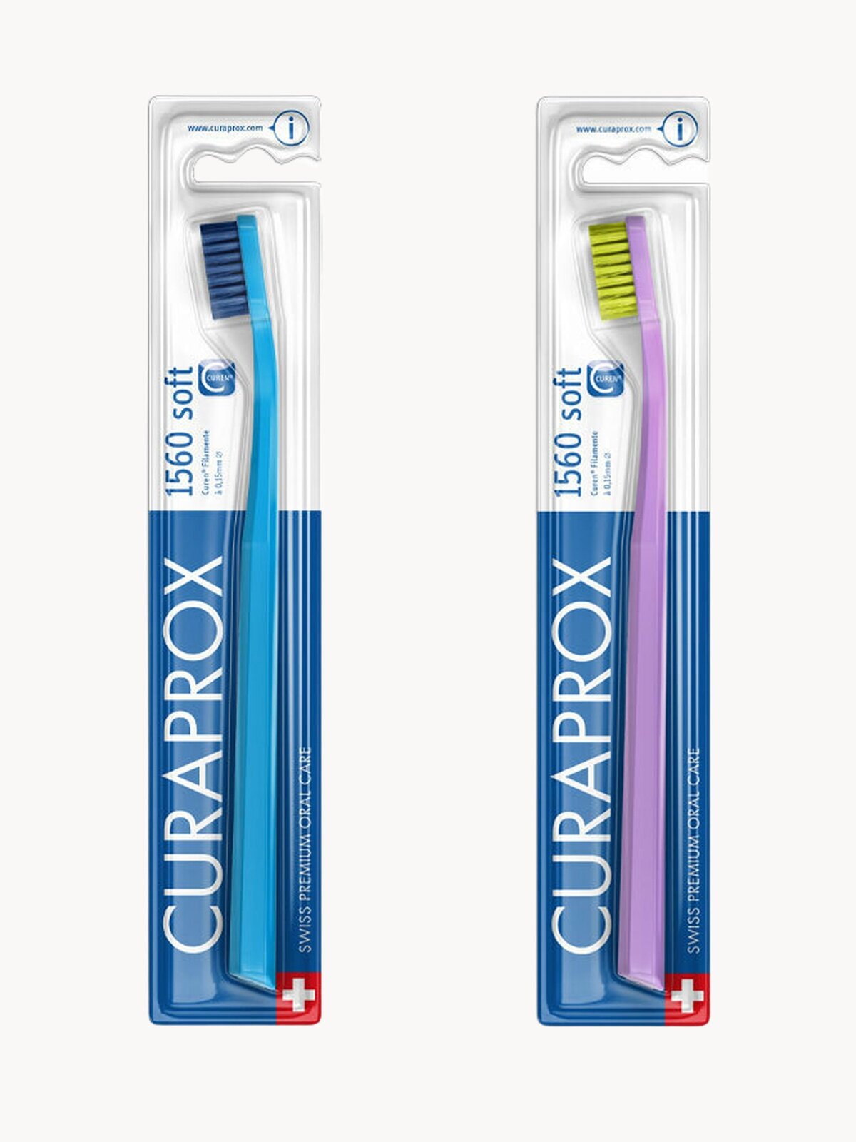 Набор зубных щеток (2 шт.) "soft", d 0,15 мм CS1560 (синяя и фиолетовая)
