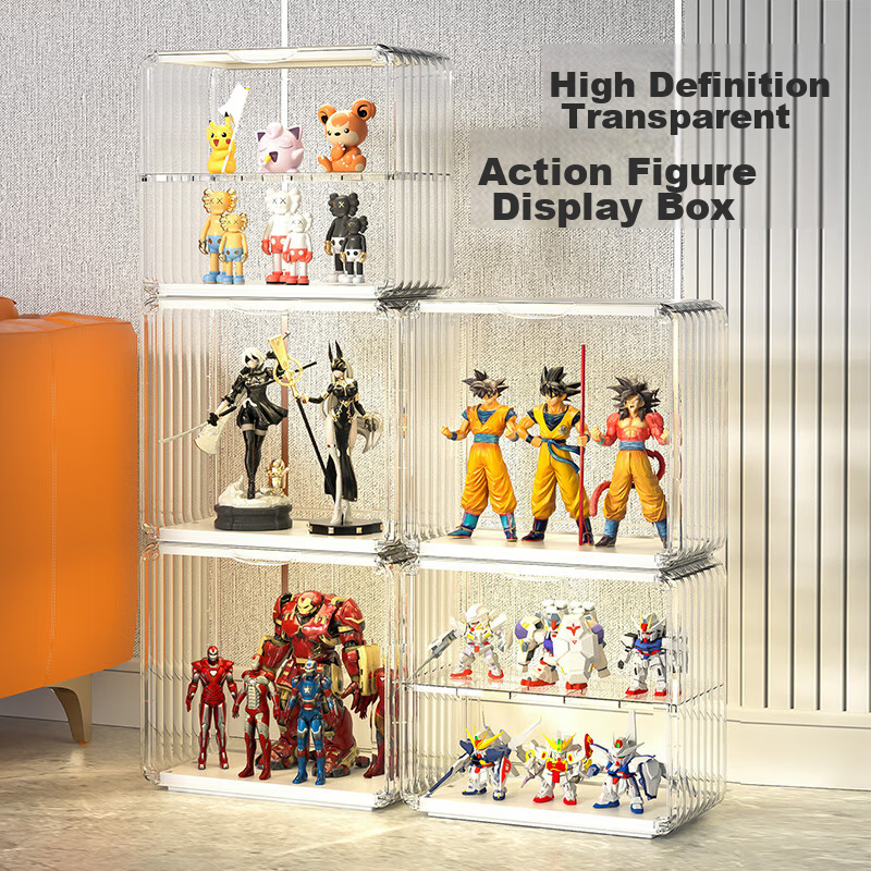 JEKO&JEKO Action Figure Storage Box, Transparent Blind Box Display Case, Toy Trendy Display Stand, Desktop Model Storage Cabinet