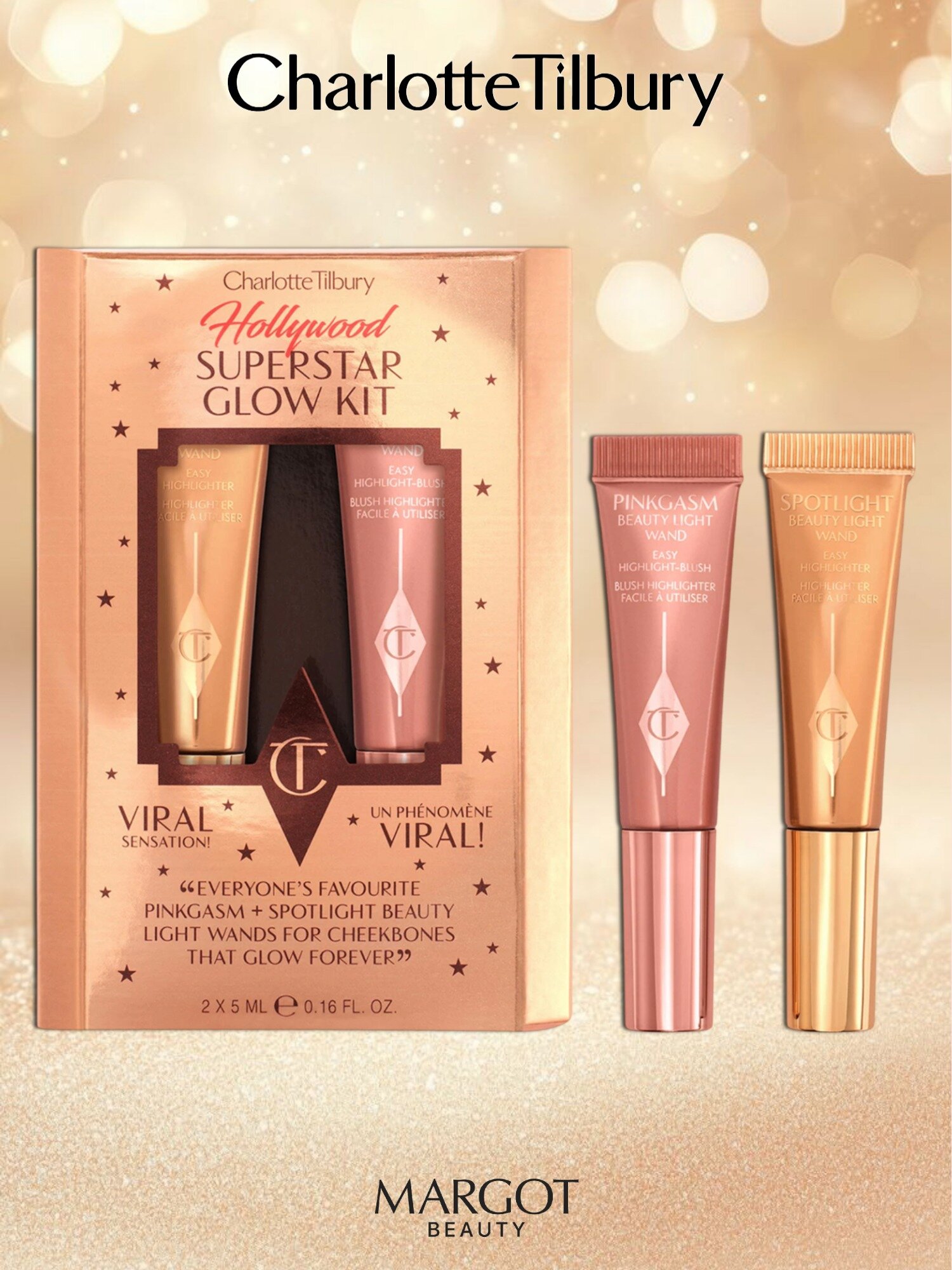 Набор CHARLOTTE TILBURY Hollywood Superstar Glow Kit, мини-версии, румяна и хайлайтер, оригинал