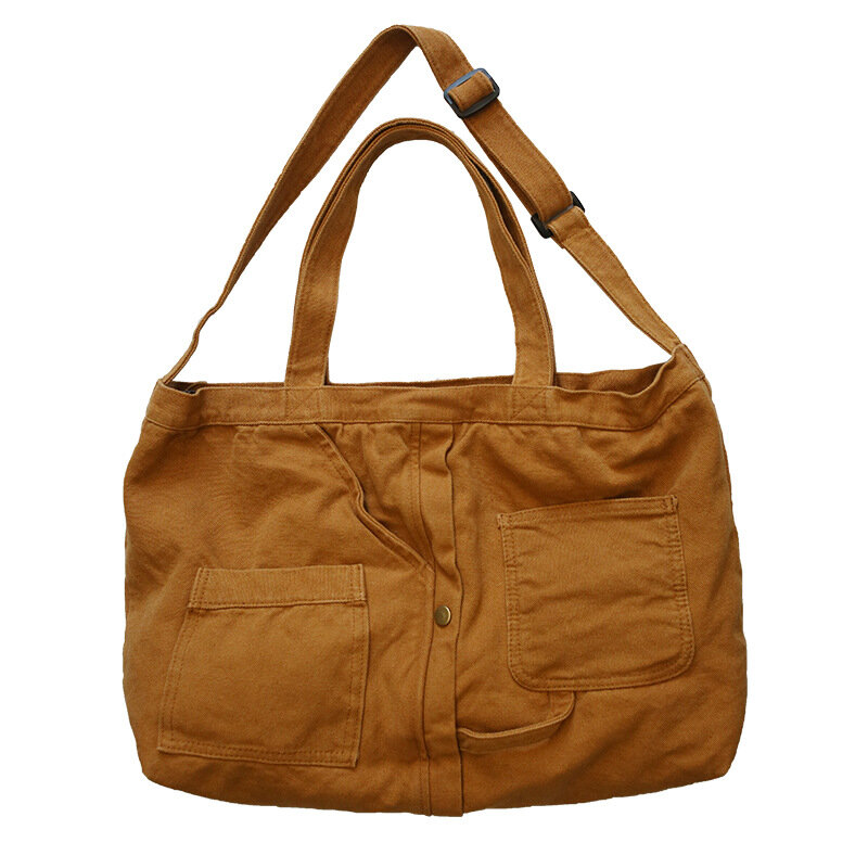 Grand sac messager en toile pour femme, sac à bandoulière decontracté en tisu délavé, fourre-tout space avec poches avant pour l'ecole, le travail, le shoping, les les les livages et le quotidien.