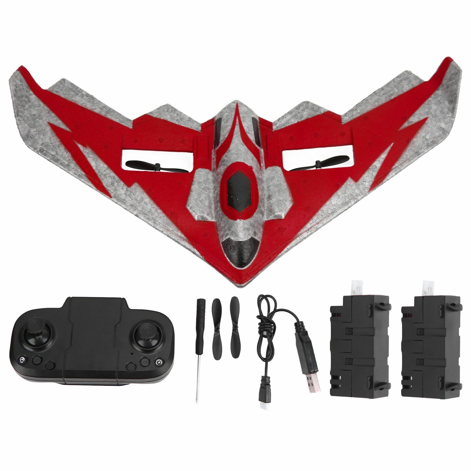 Радиоуправляемый планер из пеноматериала EPP, ручной бросатель, 2 канала, 2,4 ГГц, самолет с дистанционным управлением, светодиодная подсветка для детей от 14 лет, красные двойные батареи