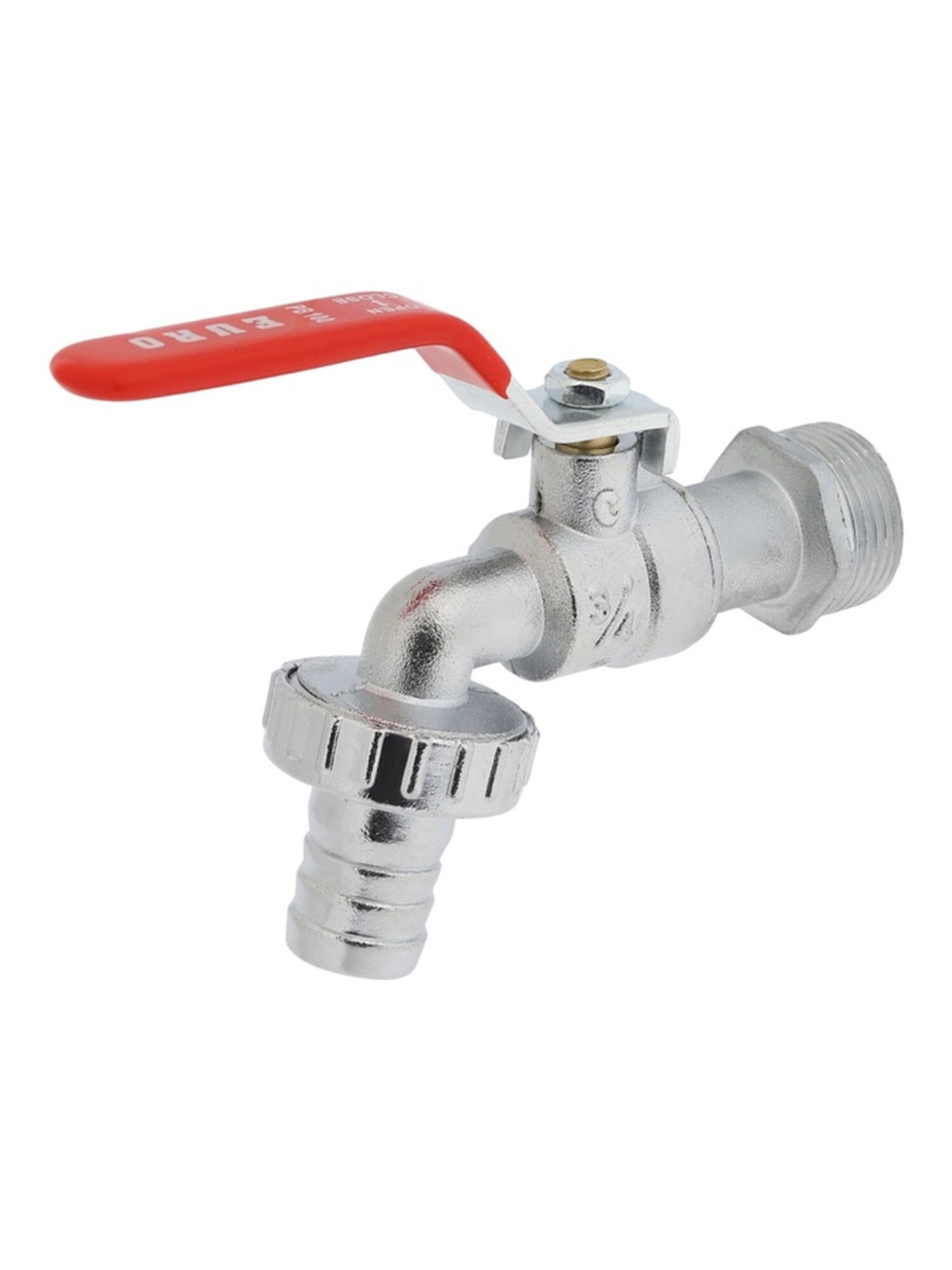 Кран водоразборный ZEIN Engr, со штуцером, 3/4", 1 шт, серебристый