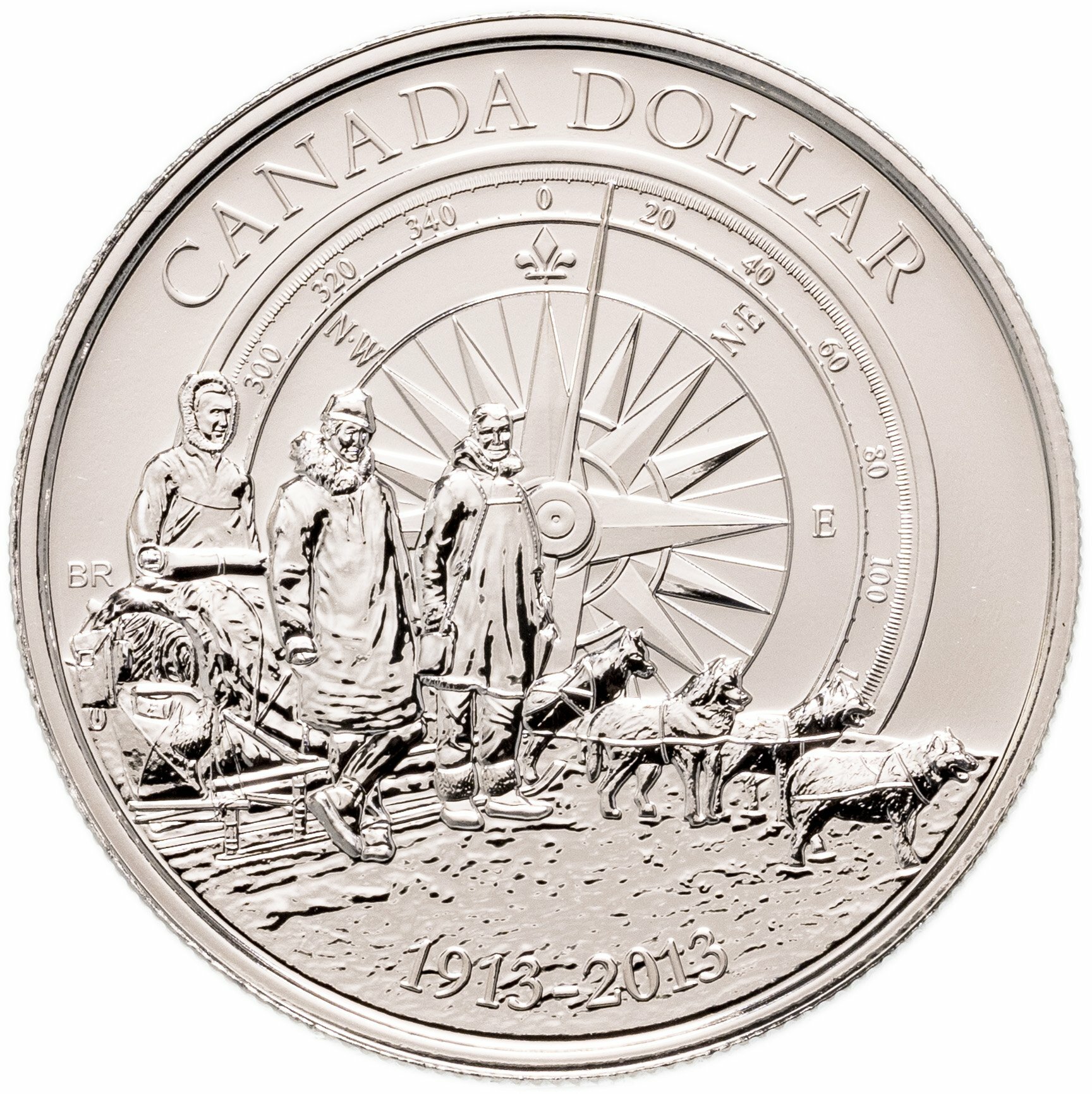 Канада 1 доллар 2013 "Полярная экспедиция" в футляре, с сертификатом, Серебро 999, в сохранности BUNC