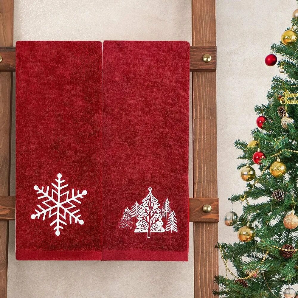 Deneman Полотенце для лица, рук, Вата, 40x70 см, красный, 2 шт.