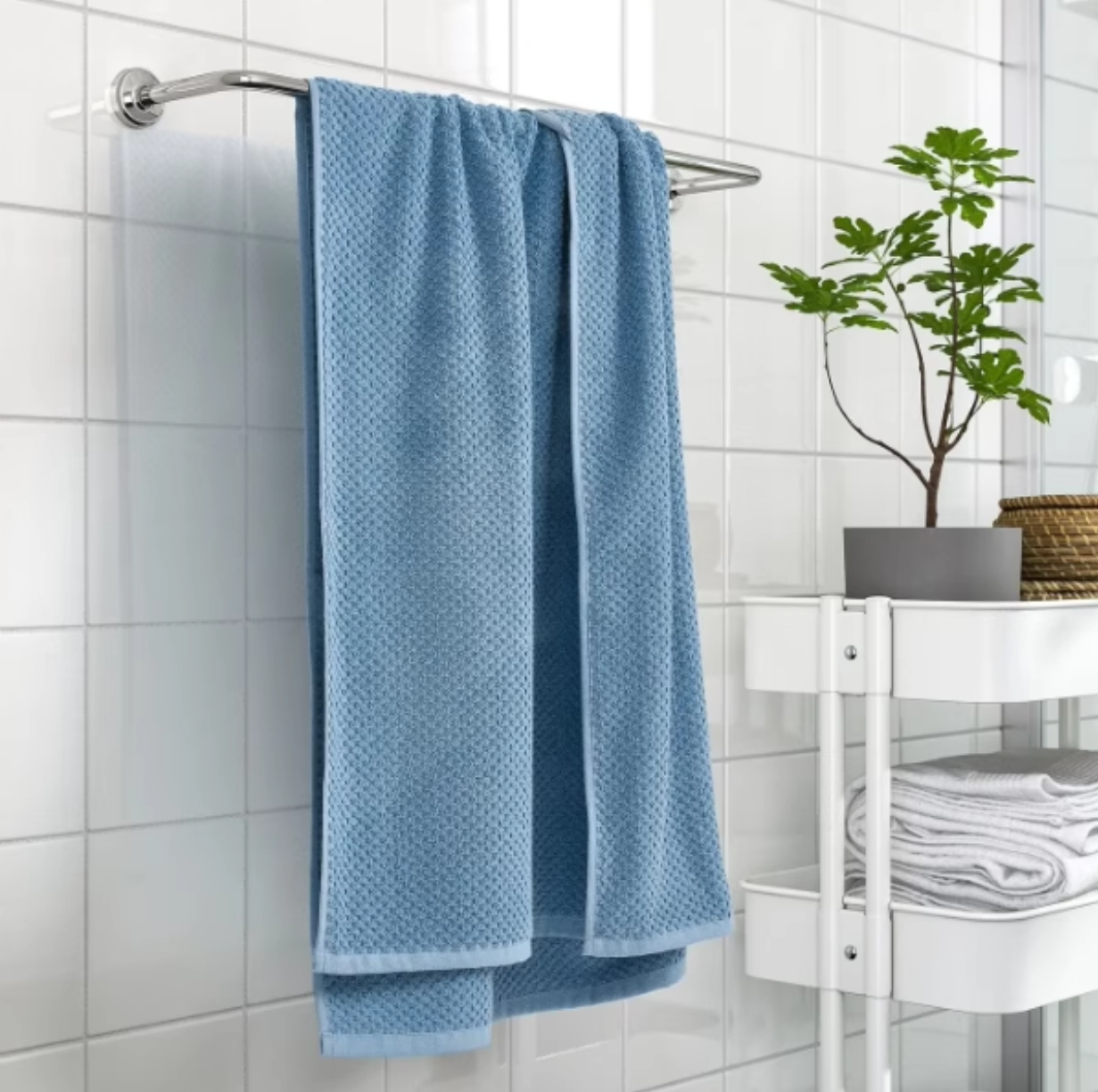 Банное полотенце IKEA GULVIAL из 100% хлопка, размер 70x140 см, синий цвет