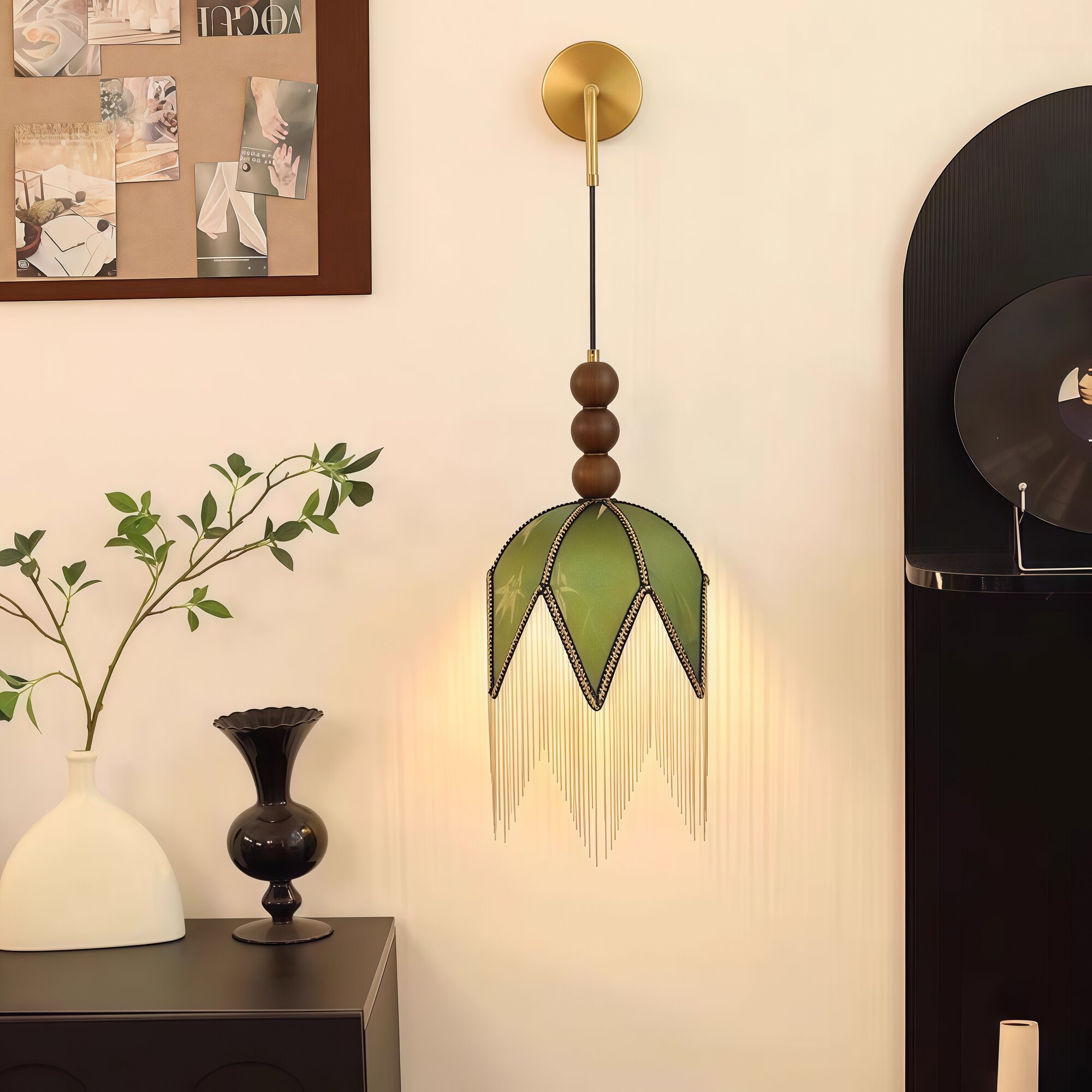 Люстра "Ретро", E27, ткань, железо, кисточки, 2 цвета, ручная работа，настенный светильник